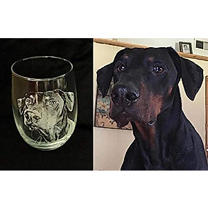 Personalized Pet Engraved Glass, Engraved wine glass, Custom Pet picture, Pet memorial Engraved Glass, Pet picture on glass
