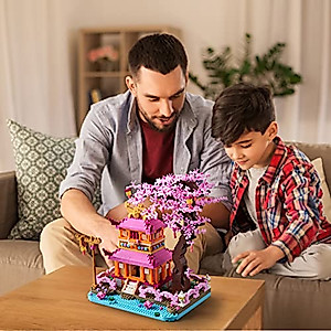 Kadablk Architecture Dream Flower Building Block,Japan Sakura Tree House Construction Set,1810PCS for Adults & Kids,Mirco Blocks Model Set,Creator Blocks,Mini DIY STEM Toys,Assembly Toys