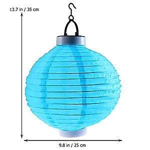 OSALADI Hanging Solar Lantern 2pcs Hanging Solar Lanterns Retro Solar Lights LED Lamp Solar Powered Landscape Lantern for Outdoor Tree Fence Patio ( Blue ) Outdoor Solar Lanterns