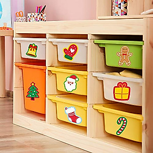 Whaline Christmas Mini Colorful Cut-Outs 44Pcs Assorted Holiday Cut-Outs Santa Xmas Tree Snowflake Classroom Winter Decoration for Bulletin Border Office Party Favor Supplies, 11 Designs