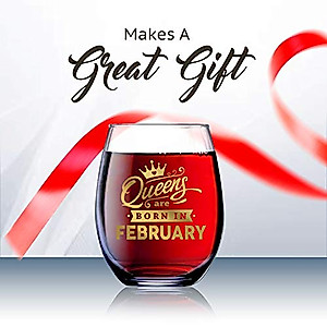 Bad Bananas February Birthday Gifts for Women - Queens Are Born In February 21oz Stemless Wine Glass - Pisces or Aquarius Zodiac Gifts For Her Happy Birthday Gifts for Moms, Best Friends, Sisters