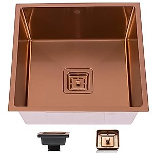 Strictly Sinks Undermount Copper Bar Prep Sink – 18 Inch Single Bowl 16 Gauge Stainless Steel Undermount Bar Sink – Tight Radius Corners Kitchen & Bar Sink With Drain Kit