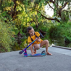 Jetson Scooters - Mars Kick Scooter (Iridescent) - Collapsible Portable Kids Push Scooter - Lightweight Folding Design with High Visibility RGB Light Up LEDs on Wheels and Deck