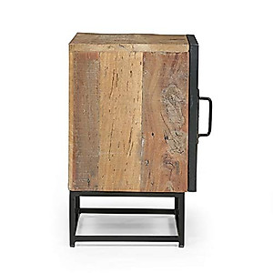 Christopher Knight Home Sonia Handcrafted Boho Wooden Nightstand, Natural, Black