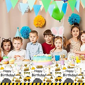 Letromp Construction Birthday Tablecloth Dump Truck Table Covers for Construction Theme Boys Baby Shower 1st 2nd 3rd 4th Bday Party Table Supplies Decorations