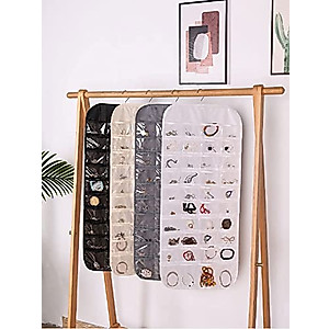 GUAGLL Beige 80-Compartment Double-Sided Jewelry Business ID Card Dustproof Storage Bag