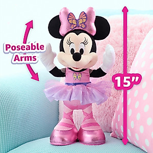 Just Play Minnie Disney Junior Mouse Sing and Dance Butterfly Ballerina Lights and Sounds Plush, Sings Just Like a Butterfly, Kids Toys for Ages 3 Up