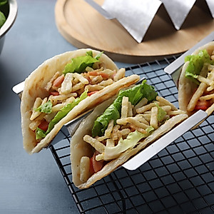 Taco Holder Set of 6 Stainless Steel Taco Stand Baked Taco Rack with Handle, Each Rack Holds Up to 2 Tacos, Oven, Grill & Dishwasher Safe Taco Holders (Set of 6)