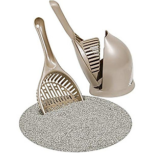Petmate Scoop and Hide Cat Litter Scoop with Storage Compartment and Built-in Rake, Durable Long Handle Litter Scooper, Deep Shovel for Maximum Sifting
