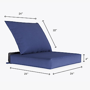 CoveredCushion 24"x24" Outdoor Cushions Set for Patio Furniture w/Built-in Removable Waterproof Cover - Fade Resistant Deep Patio Chair Cushions, Outdoor Patio Seat Cushion Replacement, Navy