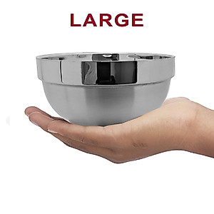 SML HOME Heat Insulated Stainless Steel Bowls, SUS 304, Double Walled Multipurpose, Cereal, Rice, Soup, Noodles, Salad, 4 Pack, LARGE (28 oz)