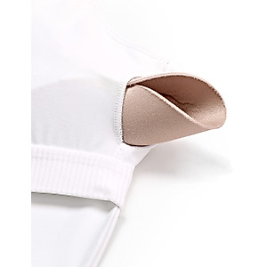 CRZ YOGA Butterluxe Womens High Neck Longline Sports Bra - U Back Padded Crop Workout Tank Top with Built in Bra White Medium