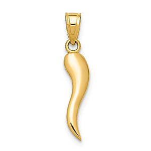 BillyTheTree Jewelry 14K Yellow Gold Italian Horn Pendant