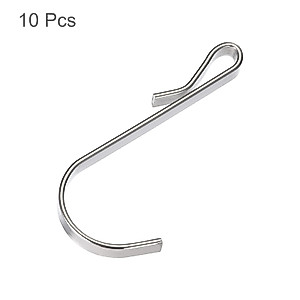 uxcell 10pcs Stainless Steel J Shaped Hooks, Clip-on Hook Wire Rack Hook for Kitchen, Bedroom, Office, Wire Shelf Silver 2.4INCH