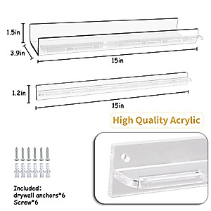 HONZUEN Acrylic Sunglasses Organizer 3 Pack, Clear Sunglasses Storage Holder Wall Mounted, Eyeglasses Holder Hanging Display Rack with Shelf, Eyewear Necklace Hanging for Entryway Living Room Bedroom