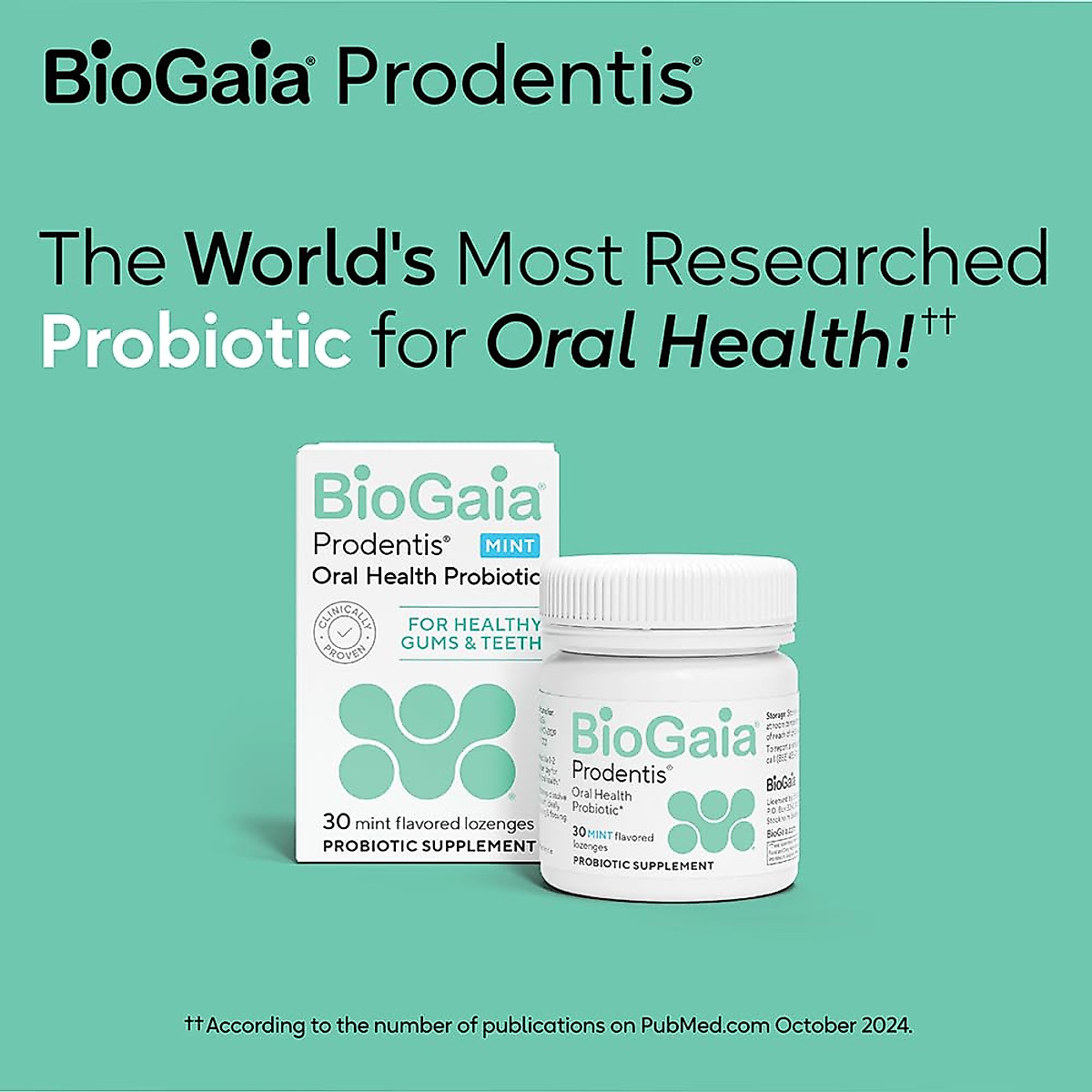 BioGaia Prodentis | Dental Probiotic Lozenges | Promotes Healthy Gums & Teeth | Defends Against Dental Problems | Replenishes Oral Microbiome | Improves Oral Health | Mint Flavor | 30 Day Supply