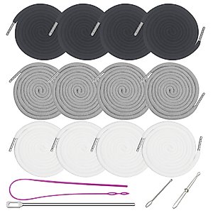 12 Pieces 66 Inches XL Lengthened Drawstring Cords Replacement Drawstrings with 4 Pieces Easy Threaders for Sweatpants Shorts Pants Jackets Coats