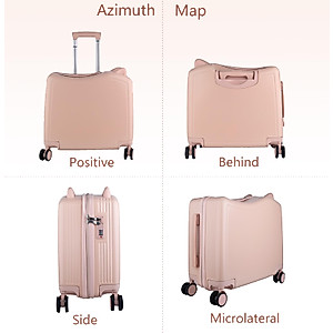 ELDA 20" Ride-On Kids Suitcase with Spinner Wheels Cute Carry on Hardside Trolly Luggage Lightweight with Combination Lock, Travel Essential