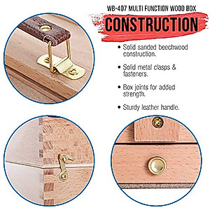 US Art Supply Large Multi-Function Wooden Artist Tool & Brush Storage Box