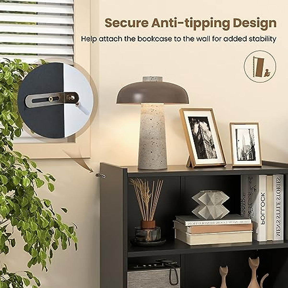 Giantex 3-Cube Bookcase Black - 3-Tier Modern White Open Bookshelf with Adjustable Shelves, Anti-Tipping Device, Small Wood Cube Storage Organizer for Kid’s Room, Living Room, Bedroom