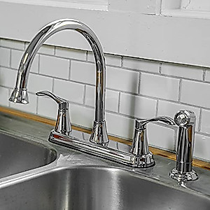 EZ-FLO 10717 Two-Handle High-Rise Kitchen Faucet with Matching Side Spray, Chrome