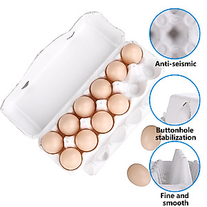 LOEQIAN 30 Pack 12 Count White Pulp Egg Cartons, Blank Cardboard Egg Cartons with 100 Egg Labels, One Dozen Egg Holder Container Organizer for Home, Kitchen, Farmhouse, Sturdy & Reusable