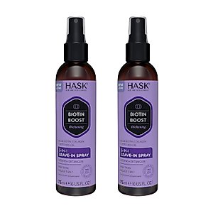 HASK Thickening BIOTIN 5-in-1 Leave In Conditioner Spray for all hair types, color safe, gluten free, sulfate free, paraben free - BIOTIN 2 PIECE SET