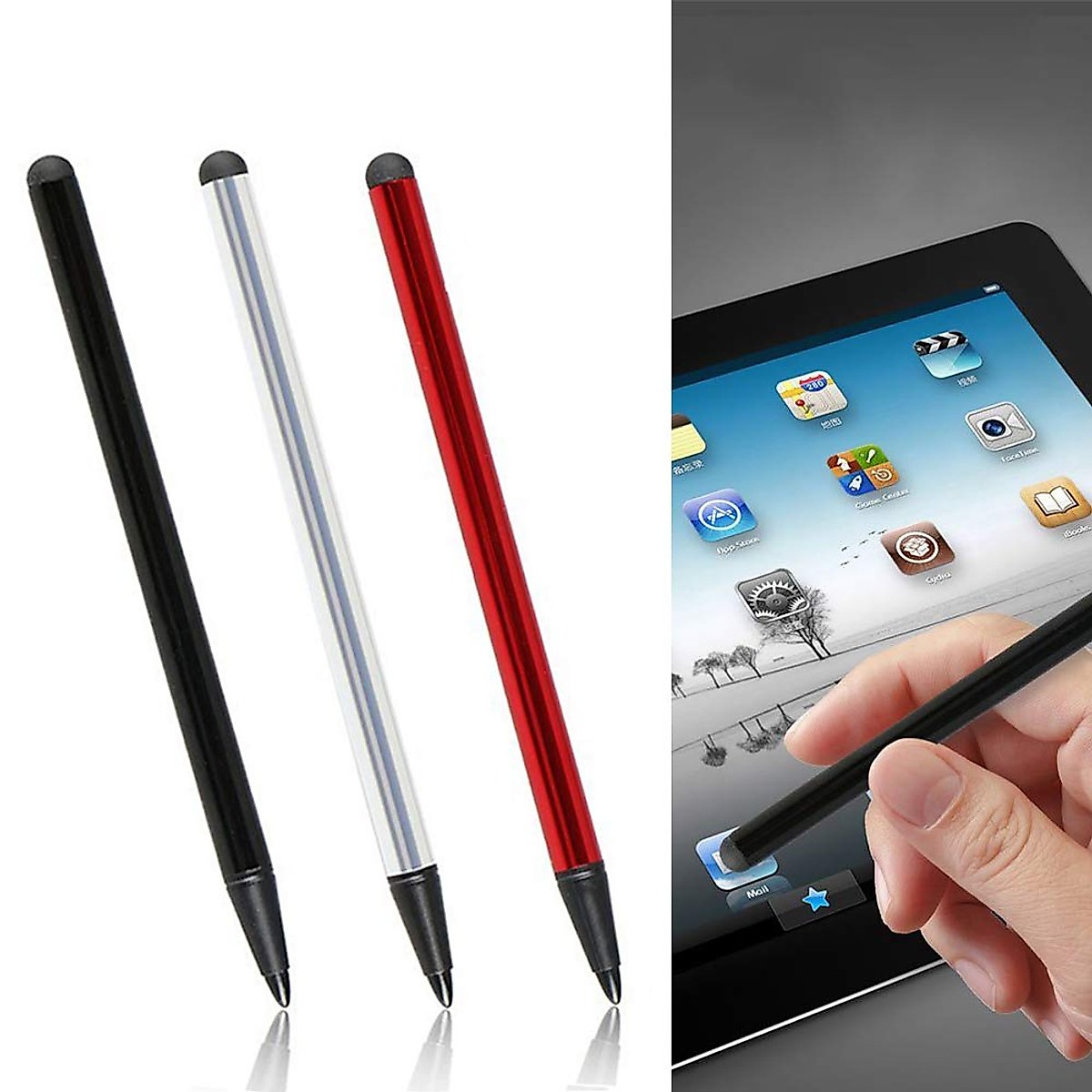 Capacitive and Resistive Stylus Pen, Rubber Nib & Hard Tip 2 in 1 Series, Fine Point Stylus Tip,High Sensitivity Precision,Universal for Samsung Galaxy and Other Android Touch Screen(3 Pieces)