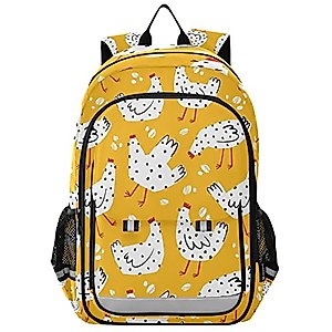 Glaphy Farm Animals Cute Hens Backpack School Bag Lightweight Laptop Backpack Student Travel Daypack with Reflective Stripes