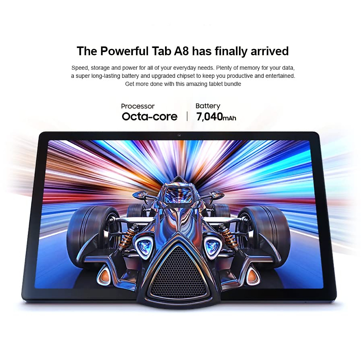 SAMSUNG 2022 Galaxy Tab A8 10.5” Inch 32 GB Wi-Fi Android 11 Touchscreen International Tablet Bundle – MDTec Hard Back Tri-Fold Stand Cover Case and 64GB microSD Card [Gray]