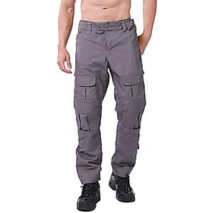 Uugood Men’s Military Trousers Tactical Camouflage Pants Breathable Multi-Pocket Combat Pant Ripstop Cargo Pants for Airsoft Hunting Hiking Paintball (Gray, XL)