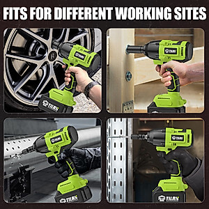 TILAX 21V Cordless Power Impact Wrench 516Ft-lbs(700N.m) High Torque 1/2 inch 4.0Ah Battery Electric Impact Gun with Brushless Motor 2300RPM Speed Fast Charger 5pcs Sockets for Car Lug Nuts