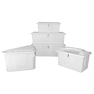 Taylor Made Stow 'N Go Fiberglass Dock Box with Top Seat - Large (29H x 72"W x 29"D) — Durable and Secure Storage for Boat Accessories - UV Gelcoat Finish - Stainless Steel Latch – 2020108645
