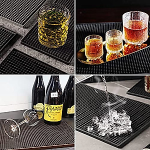 XieNie Bar Mat 6 x 12 Small Black, Coffee Mat for Home Bar, Rubber Bar Service Spill Mat for Cocktail Bartender Kitchen Countertop, PVC Counter Top Cup Mats Glasses Drying Mat, 1PCS