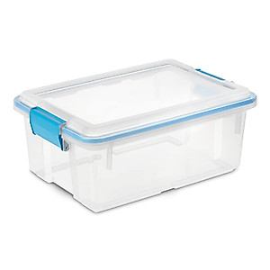 Sterilite 19414306 Gasket Box, 7.5 Quart, clear base and lid with blue latches