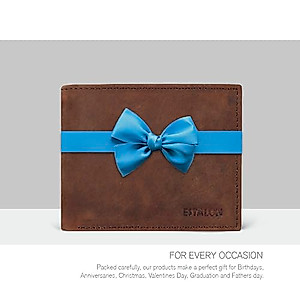 ESTALON Thin Leather Wallet For Men | Minimalist Design | Multiple Card Holder | RFID Blocked (Brown Crazy Horse)