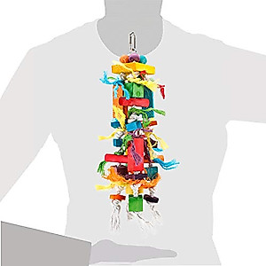 CRMADA Bird Toys, Parrot Chewing Toy, Multicolored Wooden Blocks Tearing Toys for African Grey Cockatiel Conure Cockatoo and Medium Amazon Parrot