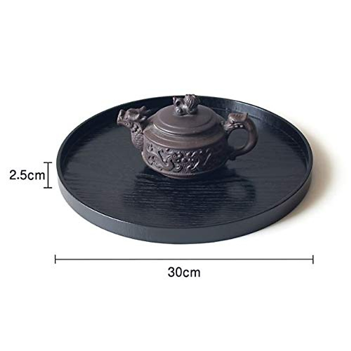 Islandoffer Premium Japanese Style Cherry Pattern Round Tea Tray, Black