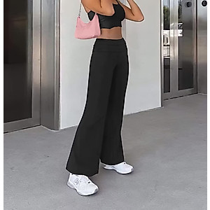 Hybrid & Company Women Palazzo Pants w/Fold Over Waist Band KPZ26932 M Black