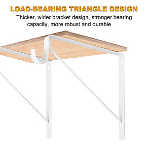 2 Pack Heavy Duty Closet Rod Brackets Holder 11 x 11 x 1 Inch, White Closet Rod Support Bracket Steel Closet Rod Holders for Hanging Clothes, Wall Mounted Shelf and Rod Support Brackets with Screws