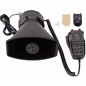 FARBIN Car Siren Horn 7 Tone Police Siren Vehicle Loudspeaker with Handheld Microphone Amplifier 12V 100W Emergency Sounds Siren Electric Horn with Mic PA