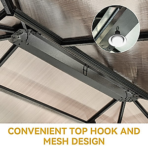 DWVO 10x12ft Hardtop Gazebo Double Roof Polycarbonate Canopy Outdoor with Netting and Shaded Curtains, Aluminum Frame Garden Tent for Patio, Backyard, Deck and Lawns