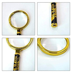 SFMZCM Magnifying Glass Handheld Old Man Reading Professional Reading Metal Dragon Handle Optical high-Definition Jewelry Identification