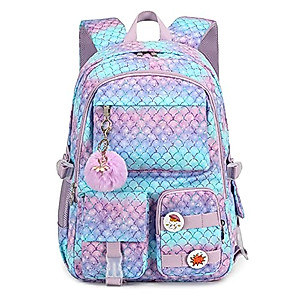 KIDNUO Girls Backpack,15.6 Inch Laptop School Bag Large Primary Elementary Middle College Bookbags Kids Backpacks for Teens Girls Women Students Anti Theft Travel Daypack (Purple)