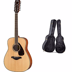 Yamaha FG820 12-String Acoustic Guitar and Yamaha AG1-HC Hard Case Dreadnought Acoustic Guitar Case