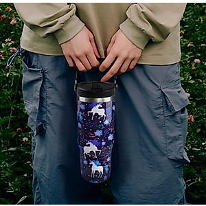 HOWSEESNOW 30oz Horse Tumbler With Handle and Straw - Insulated Leak Proof Travel Coffee Mug, Reusable Stainless Steel for Horse Lovers, Gifts for Girls, Dark Purple