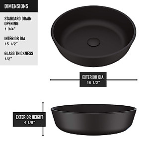 VIGO Modus 16.5 inch Diameter Over the Counter Freestanding MatteShellTM Round Vessel Bathroom Sink in Black - Sink for Bathroom VG07113