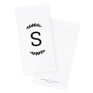 The Cotton & Canvas Co. Personalized Single Monogram Initial S Soft Absorbent Kitchen Tea Towel, Flour Sack Towel, Dish Cloth