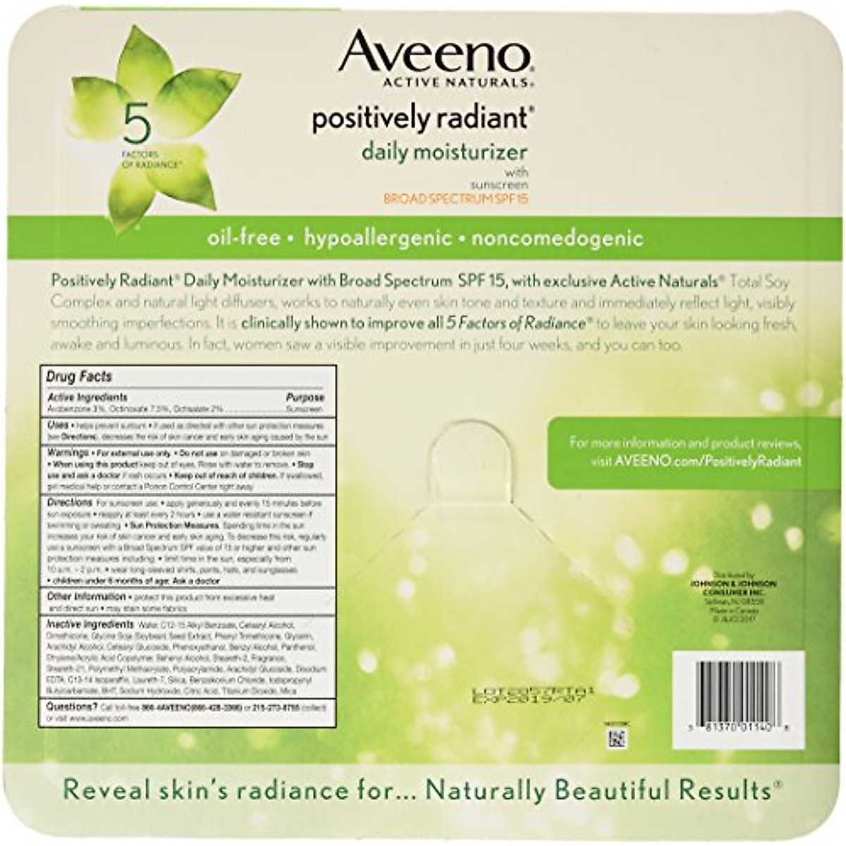 Aveeno Positively Radiant Skin Daily Moisturizer SPF 15, 4 Ounce (Pack of 2)
