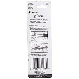 PILOT G2 Gel Ink Refills For Rolling Ball Pens, Bold Point, Purple Ink, 2-Pack (77363)